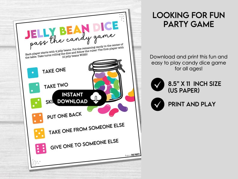 Jelly Bean Dice Game, Birthday Party Game, Easter Games, Party Games ...