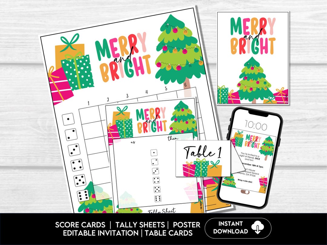Christmas Bunco Party Bundle Printable, Score Card Set & Party ...