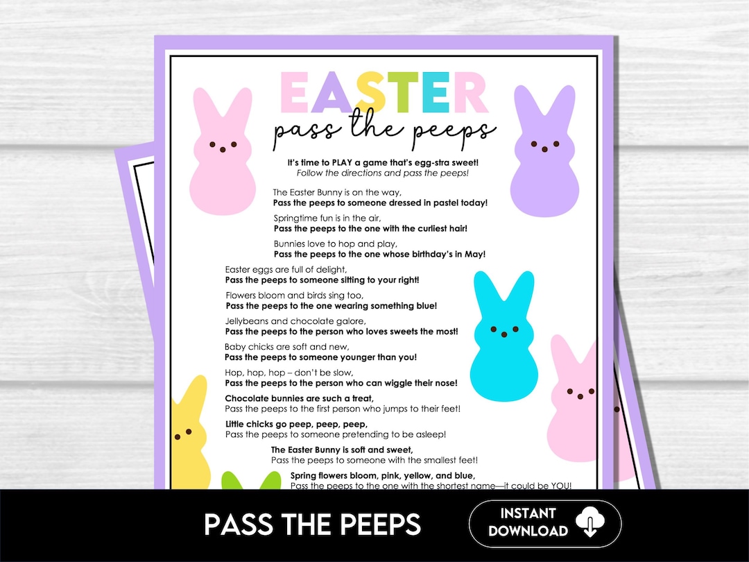 Easter Peeps Pass the Candy Game, Fun Party Activity (digital Download ...