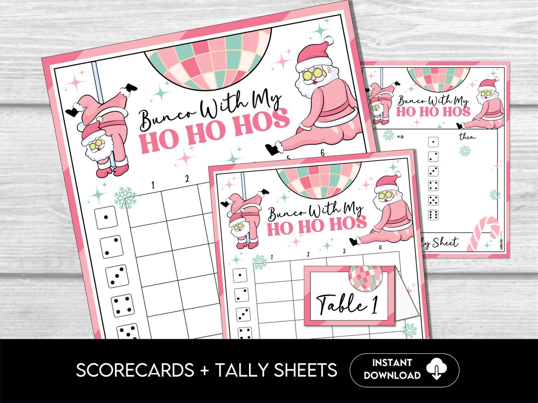 Christmas With My Ho Ho Hos Bunco Score Sheets Printable, Funny ...