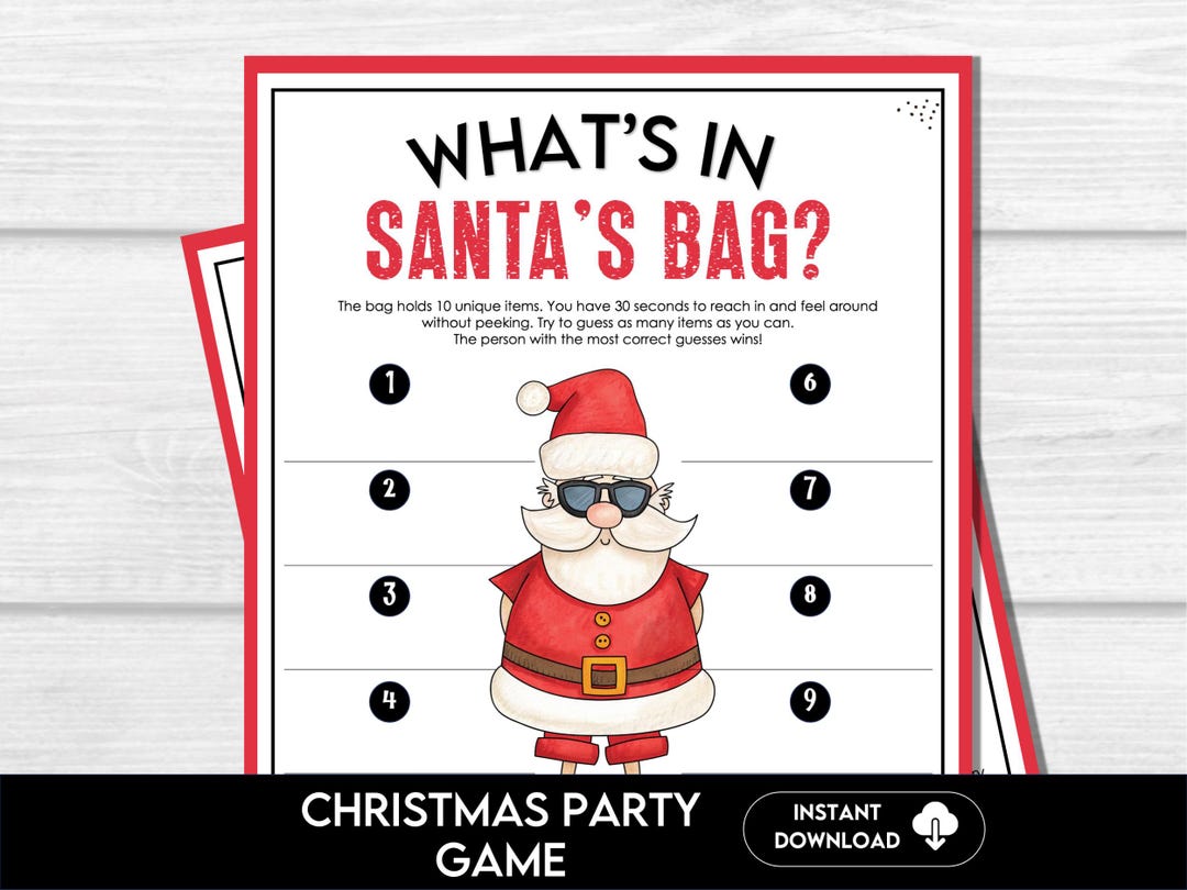 Christmas Guessing Game, What's in Santa's Bag, Printable Christmas ...
