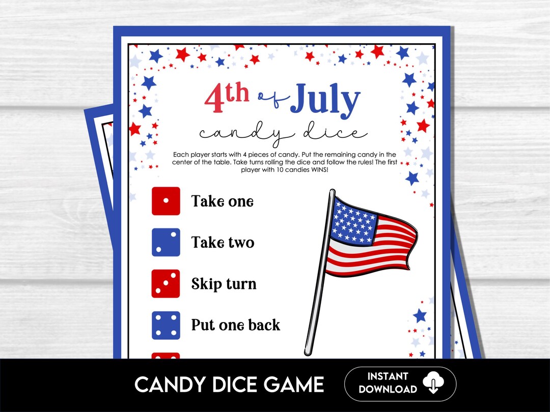 4th of July Candy Dice, Party Game for Adults & Kids, Fun Patriotic Ice ...