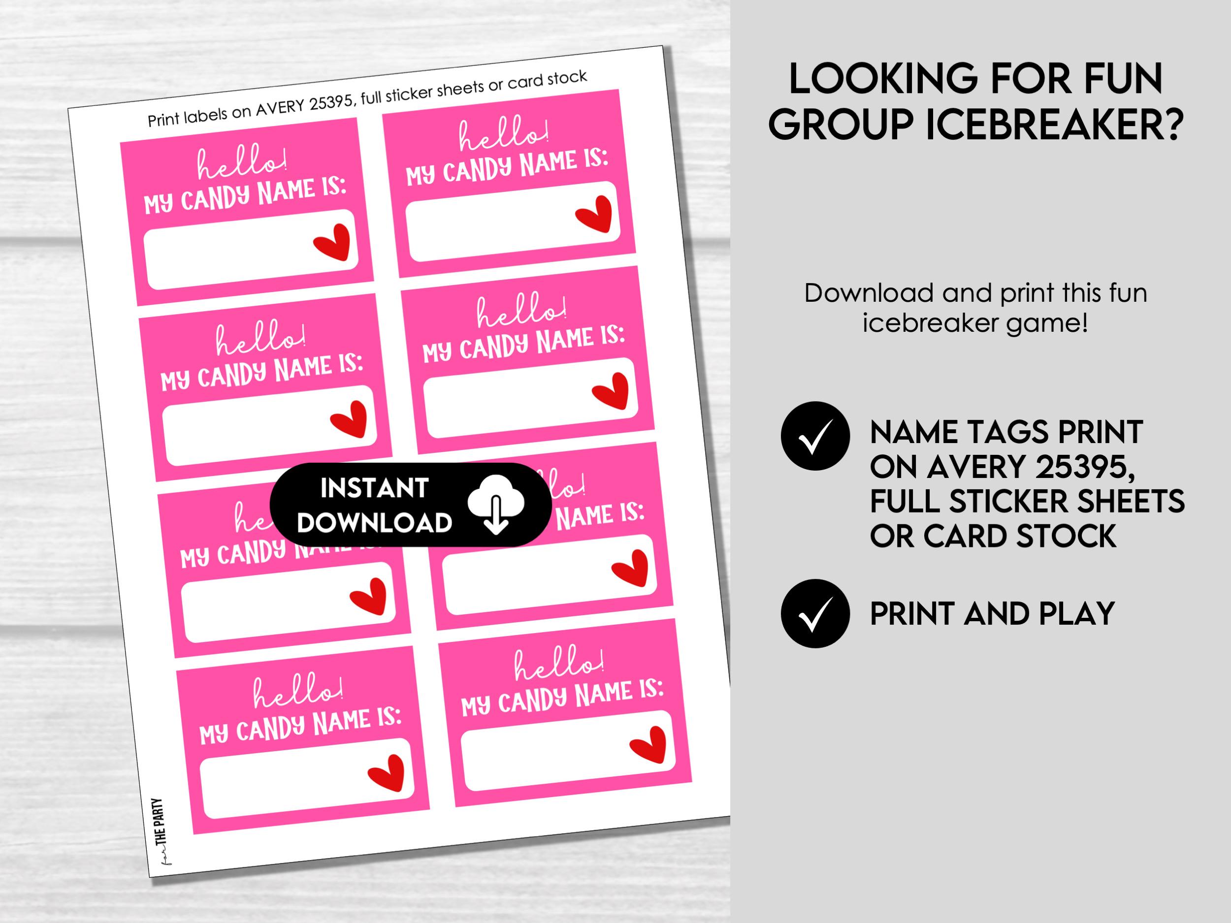 What's Your Candy Name Game, Fun Valentine's Day Printable Name Games ...