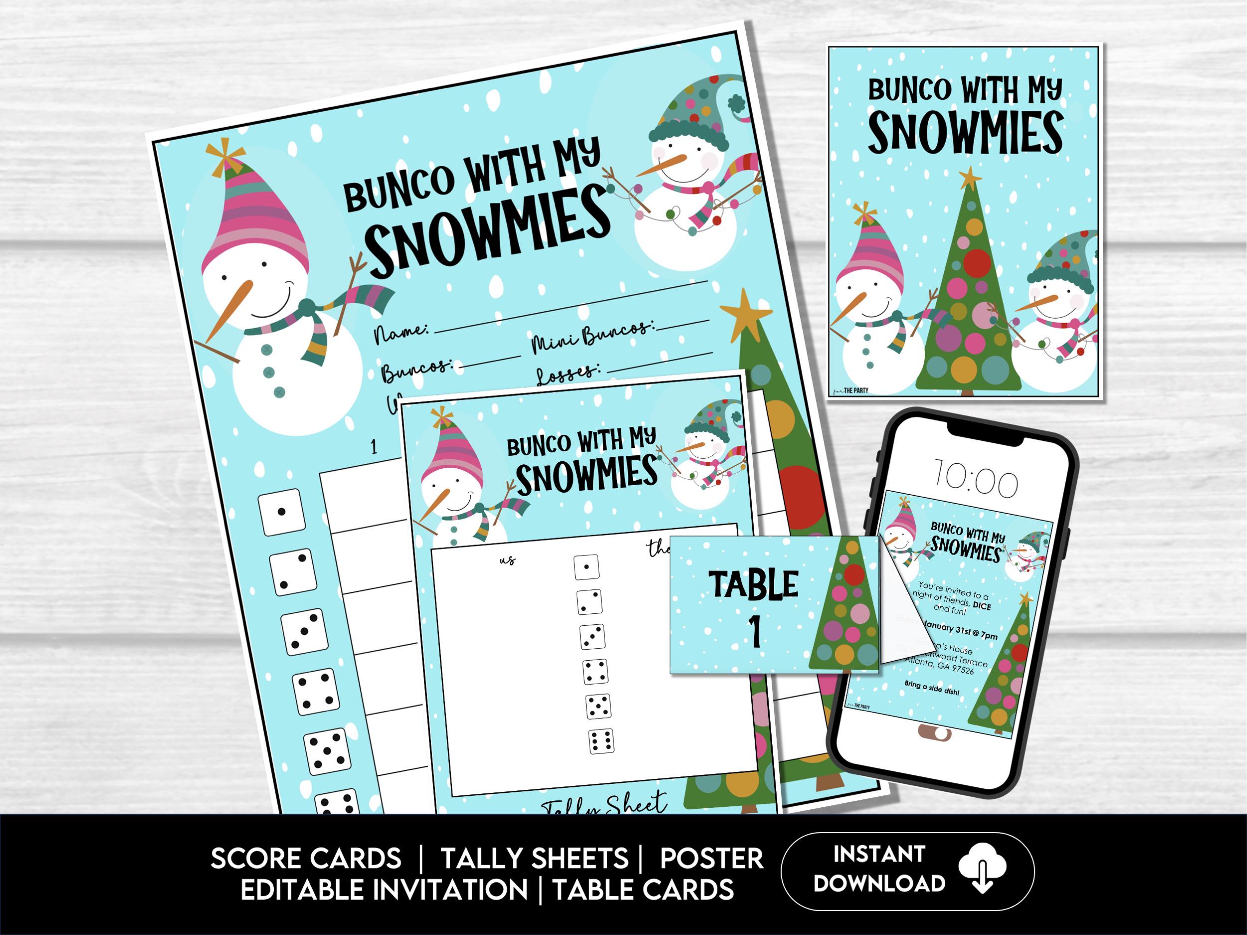 Winter Bunco Score Sheets, Printable Bunco Game Cards, Bunco With My ...