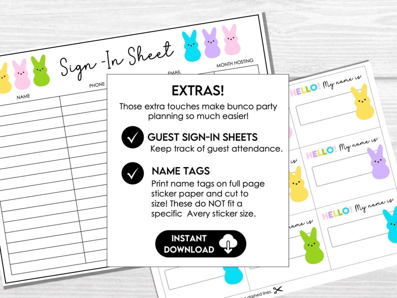 Easter Bunco Party Bundle Printable, Score Cards, Editable Invitation ...