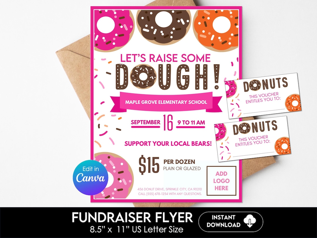 Donut Editable Fundraiser Flyer, School Fundraiser, PTA Flyer, Church ...
