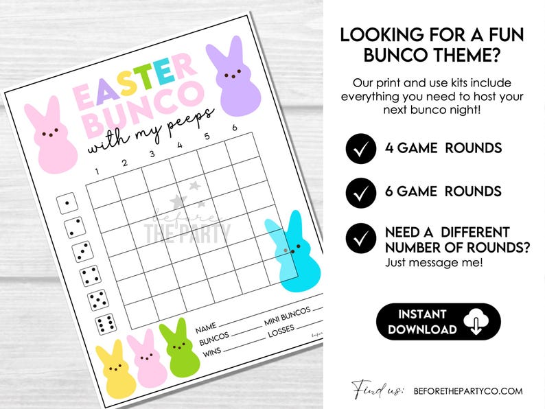 Easter Bunco Party Bundle Printable, Score Cards, Editable Invitation ...