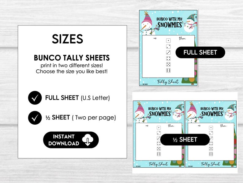 Winter Bunco Score Sheets, Printable Bunco Game Cards, Bunco With My ...