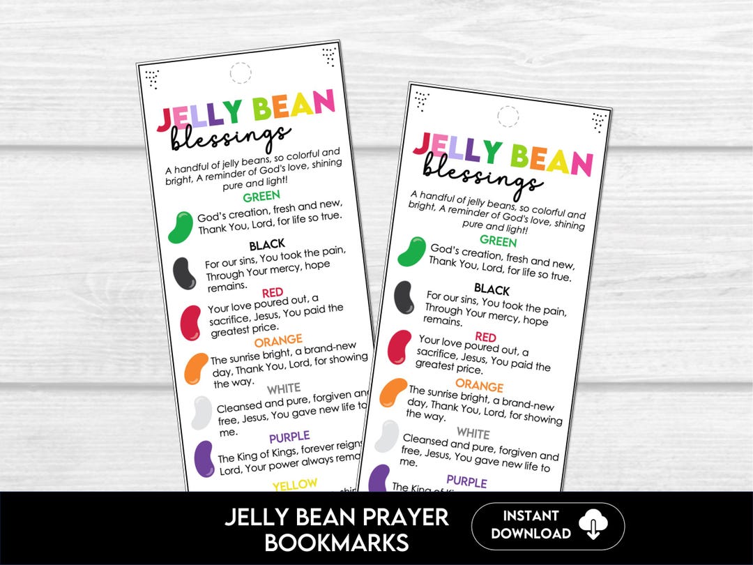 Jelly Bean Prayer Bookmark, Church, School, Youth Group Tags for Easter ...