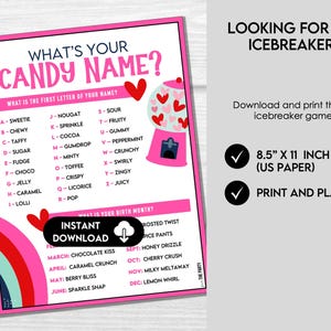 What's Your Candy Name Game, Fun Valentine's Day Printable Name Games ...