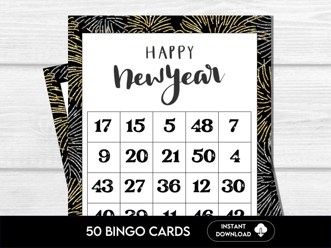 New Year's Eve Bingo Cards, Party Game for Kids, Teens, and Adults, New ...