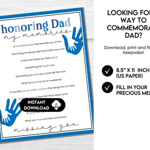 Honoring Dad Print | Father's Day in Heaven | Memories of Dad | Fathers ...