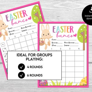 Easter Bunco Score Card Set - Spring Bunny Bunco - Tally Sheets and ...