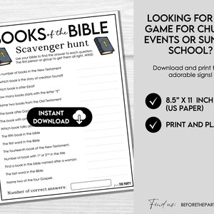 Books of the Bible Scavenger Hunt Game, Church Group Activity (digital ...