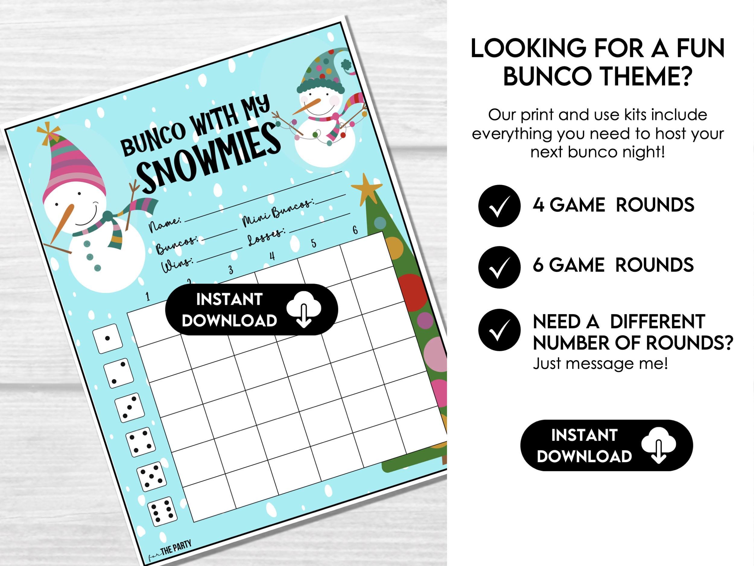 Winter Bunco Score Sheets, Printable Bunco Game Cards, Bunco With My ...