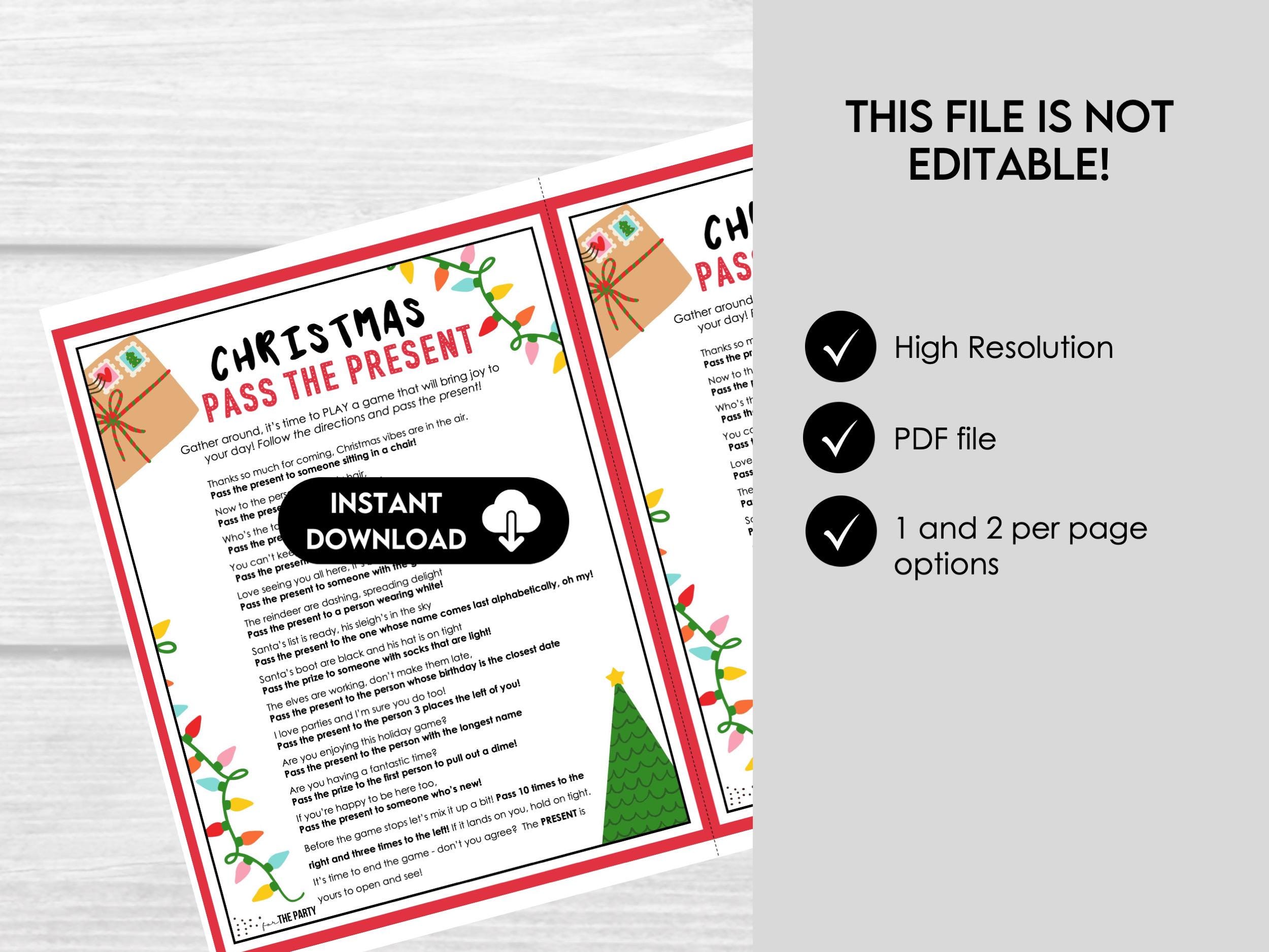 Christmas Pass the Present, Pass the Gift Game, Christmas Party Game ...