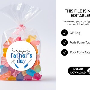 Happy Father's Day Printable Gift Tags, Editable Stickers for Dad Gift ...