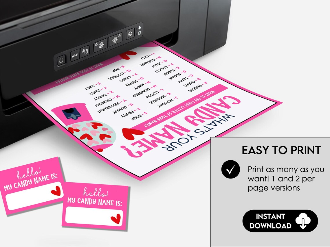What's Your Candy Name Game, Fun Valentine's Day Printable Name Games ...