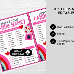 What's Your Candy Name Game, Fun Valentine's Day Printable Name Games ...