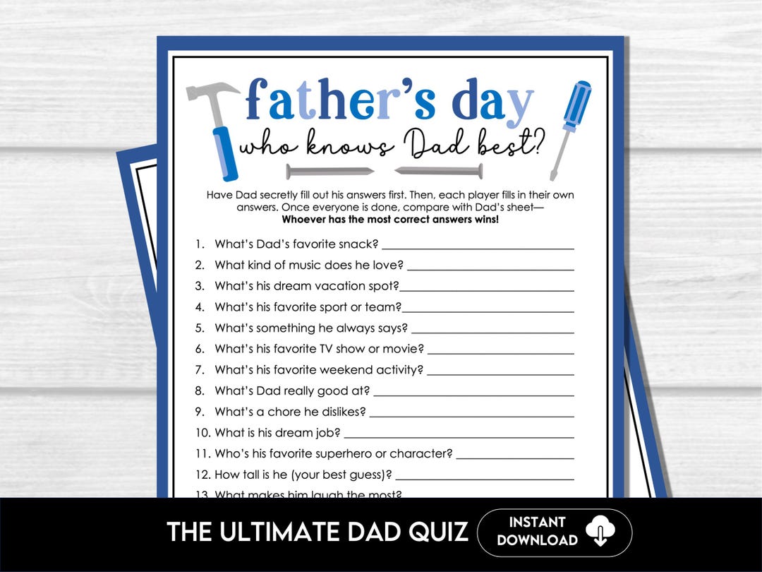 Father's Day Who Knows Dad Best Game, Father's Day Games, Father's Day ...