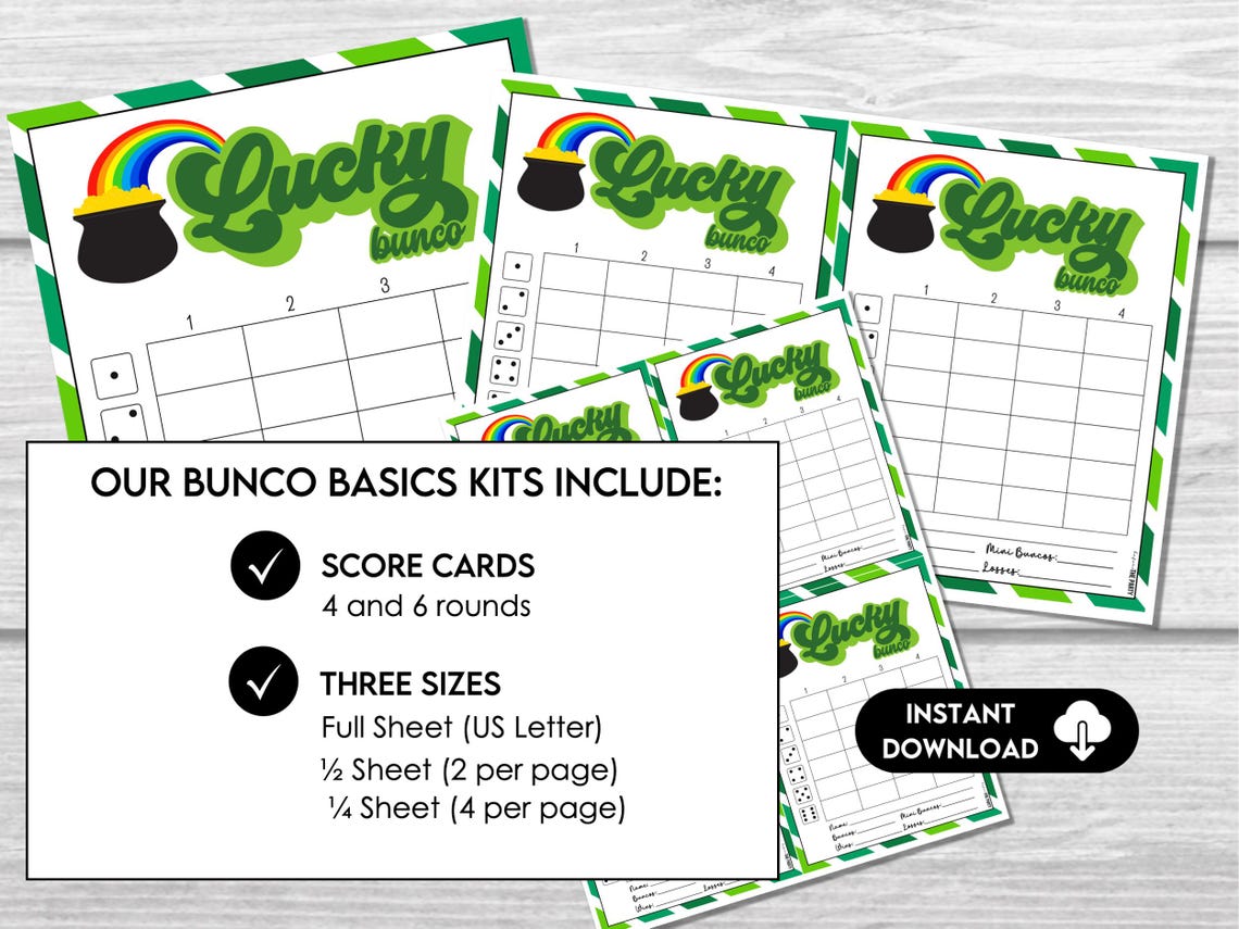 March Bunco Score Sheets, St. Patricks Bunco Sheets, St. Patrick's ...
