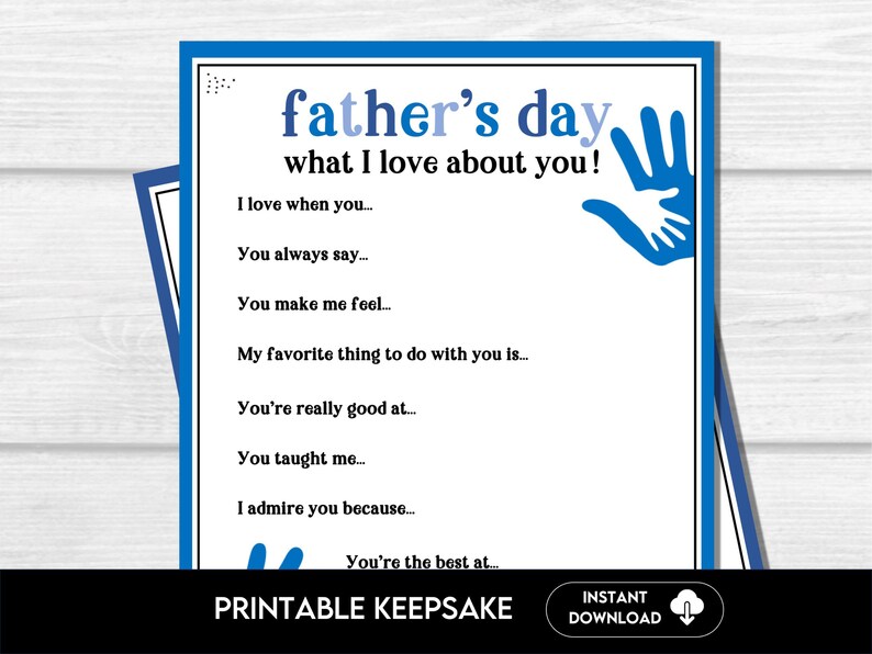 Why I Love My Dad Printable Worksheet | Father’s Day Gift From Kids ...