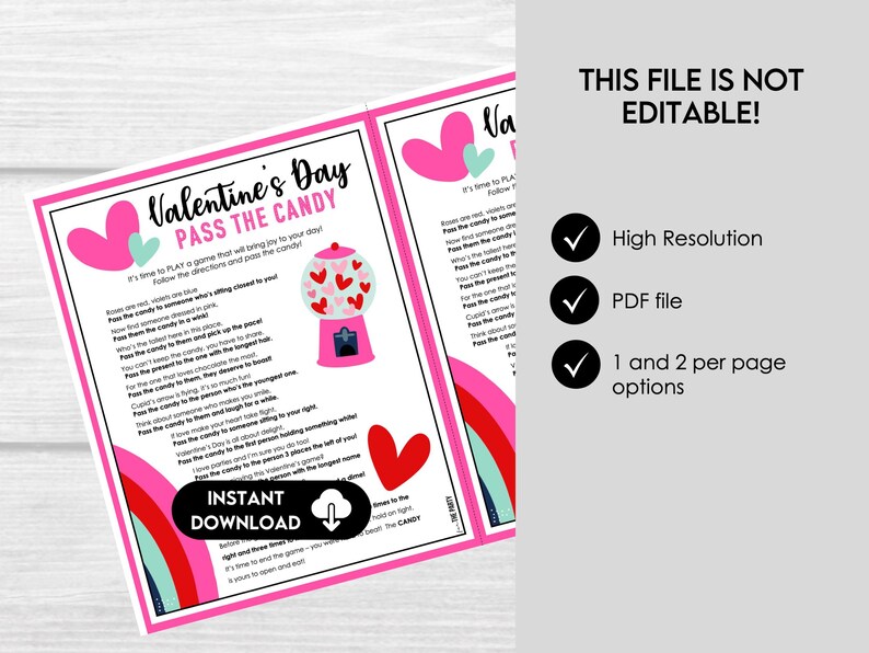 Valentine's Day Pass the Present, Valentine Pass the Candy Game, Fun ...