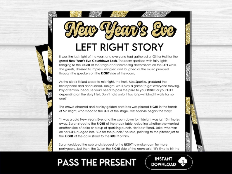 New Year's Left Right Game, Printable New Year's Eve Left Right Story ...