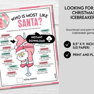 Christmas Who is Most Like Santa Game, Printable Holiday Activity for ...