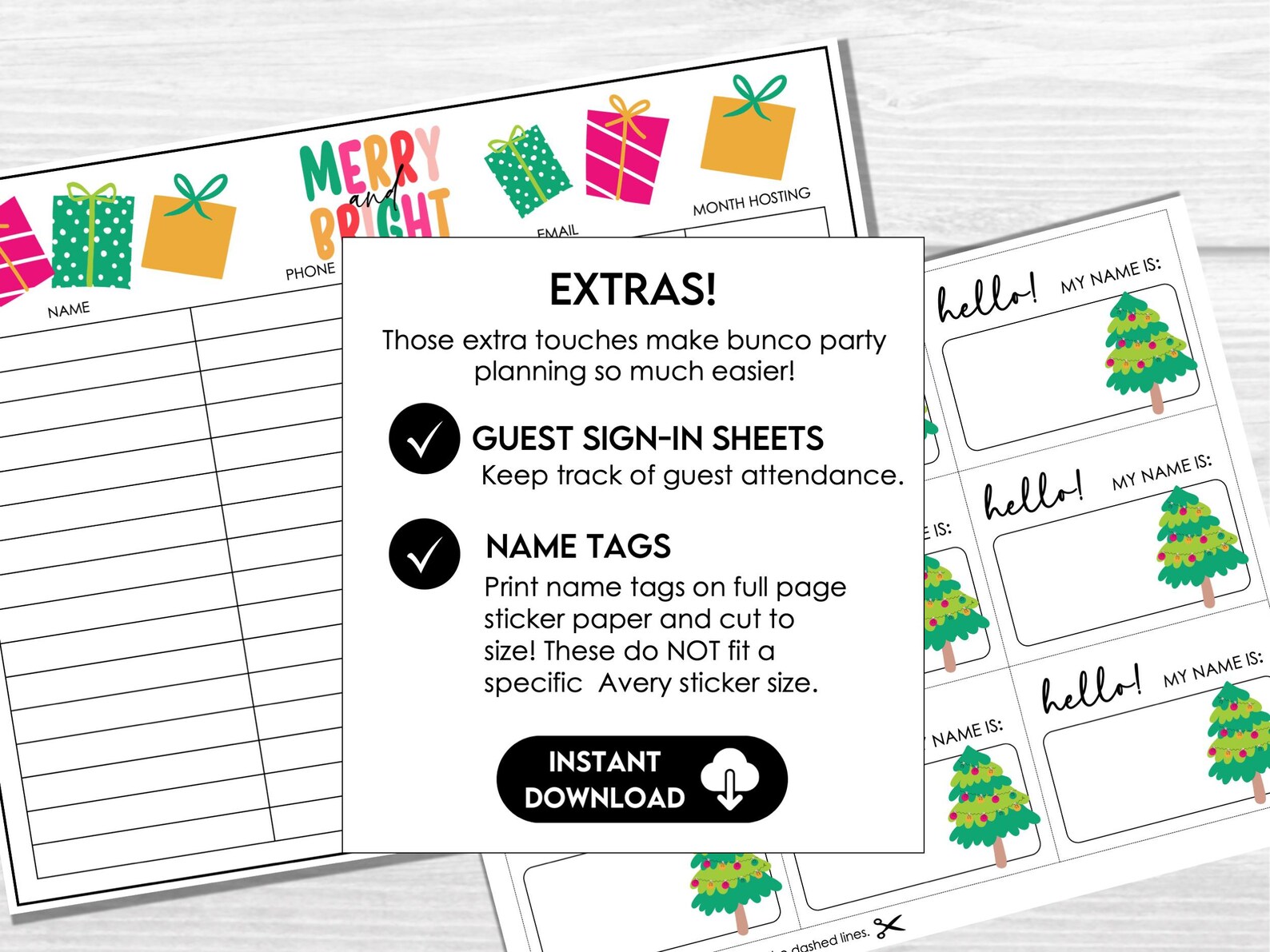 Christmas Bunco Party Bundle Printable, Score Card Set & Party ...
