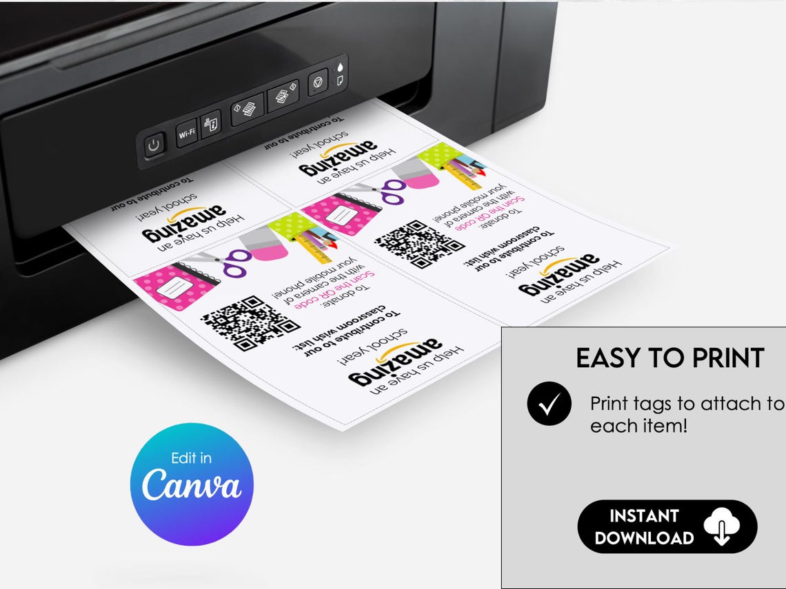 Editable QR Code Classroom Wish List Card Template (canva) - Etsy