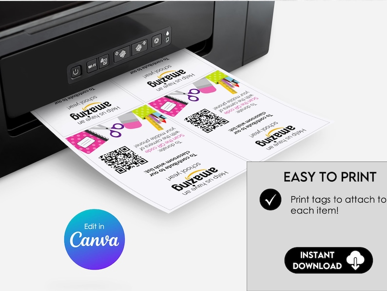 Editable QR Code Classroom Wish List Card Template (canva) - Etsy
