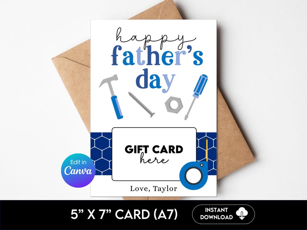 Father's Day Printable Gift Card Holder, Editable Gift Card, Dad Gift ...