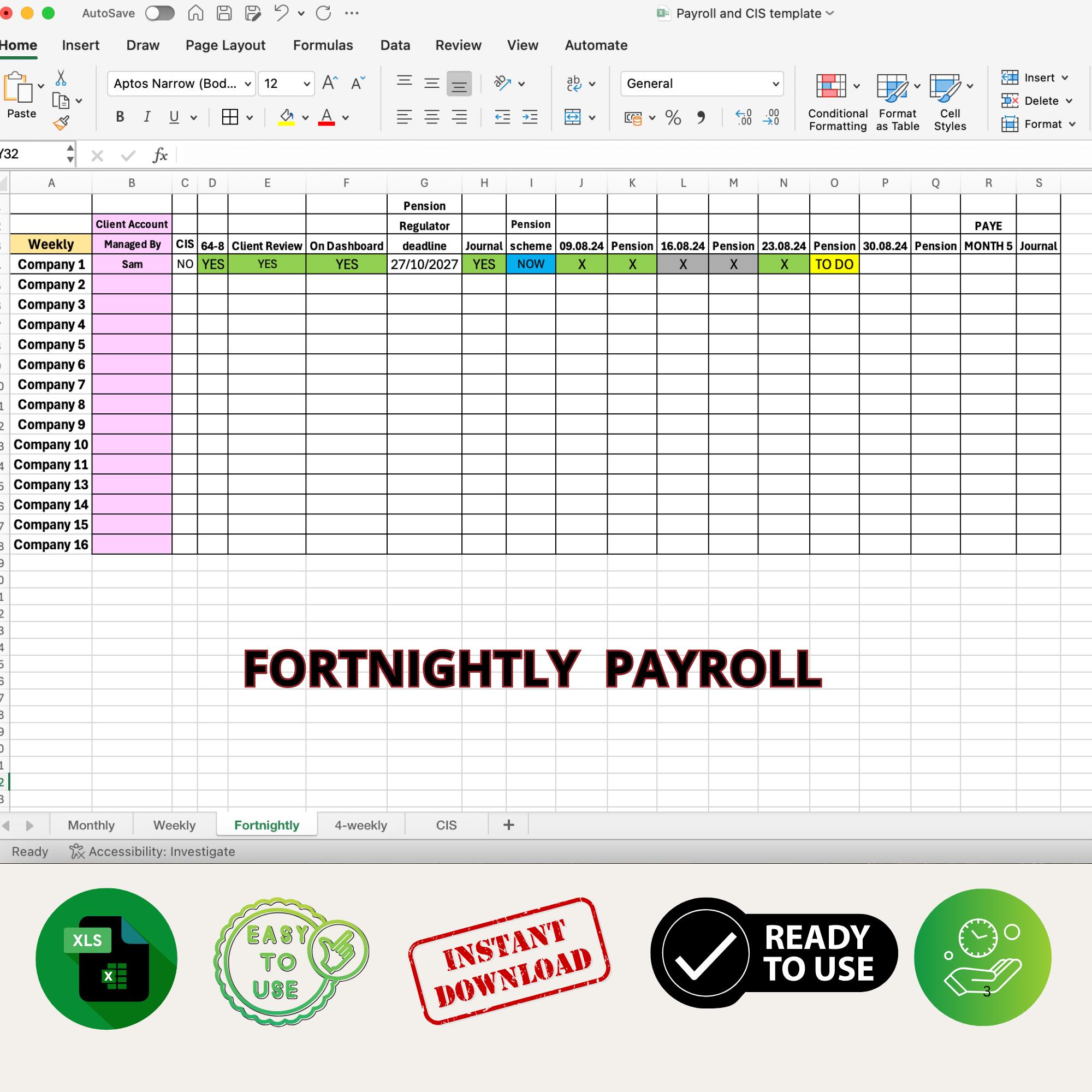 CIS & Payroll Excel Template for Accountants: Monthly, Weekly ...