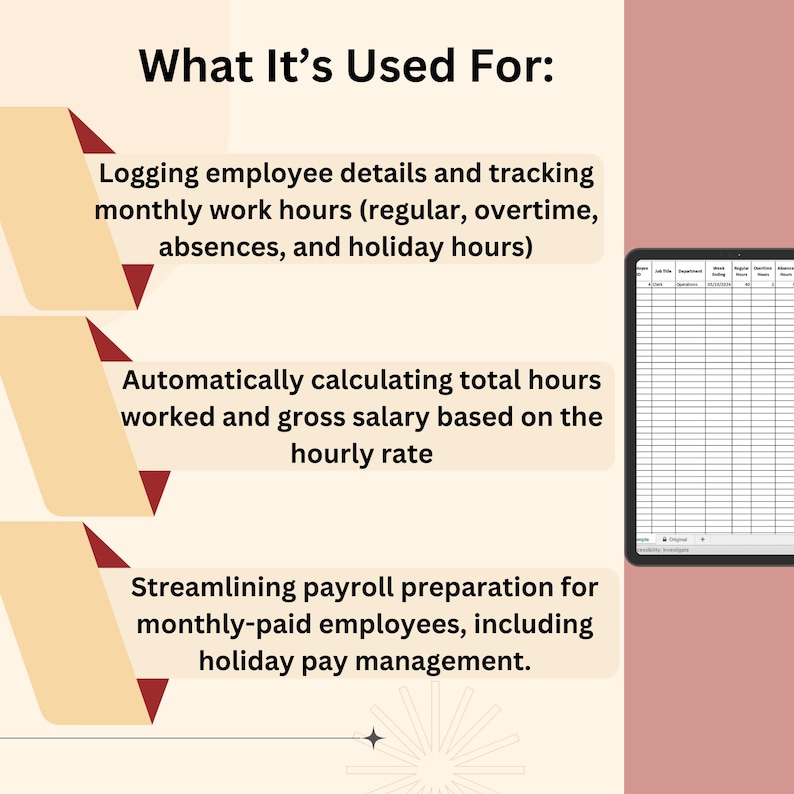 Monthly Payroll Tracker UK- Calculate Gross Salary, Overtime, Holidays ...