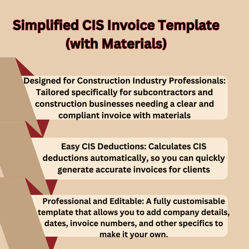 Automated CIS Invoice Template Excel With Materials – Perfect for Sole ...