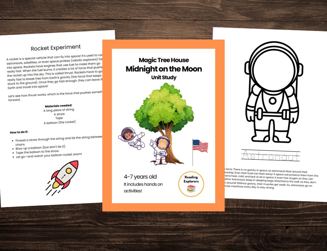 Moon and Space Unit Study | Magic Tree House | Midnight on the Moon | 4 ...