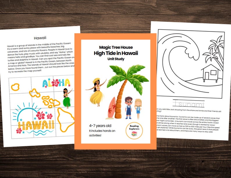 Hawaii and Tsunamis Unit Study | Magic Tree House | High Tide in Hawaii ...