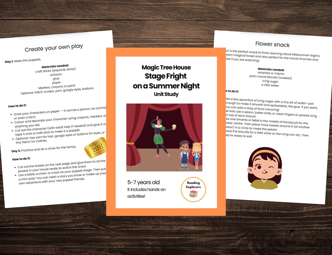 Shakespeare Unit Study | Magic Tree House | Stage Fright on a Summer ...