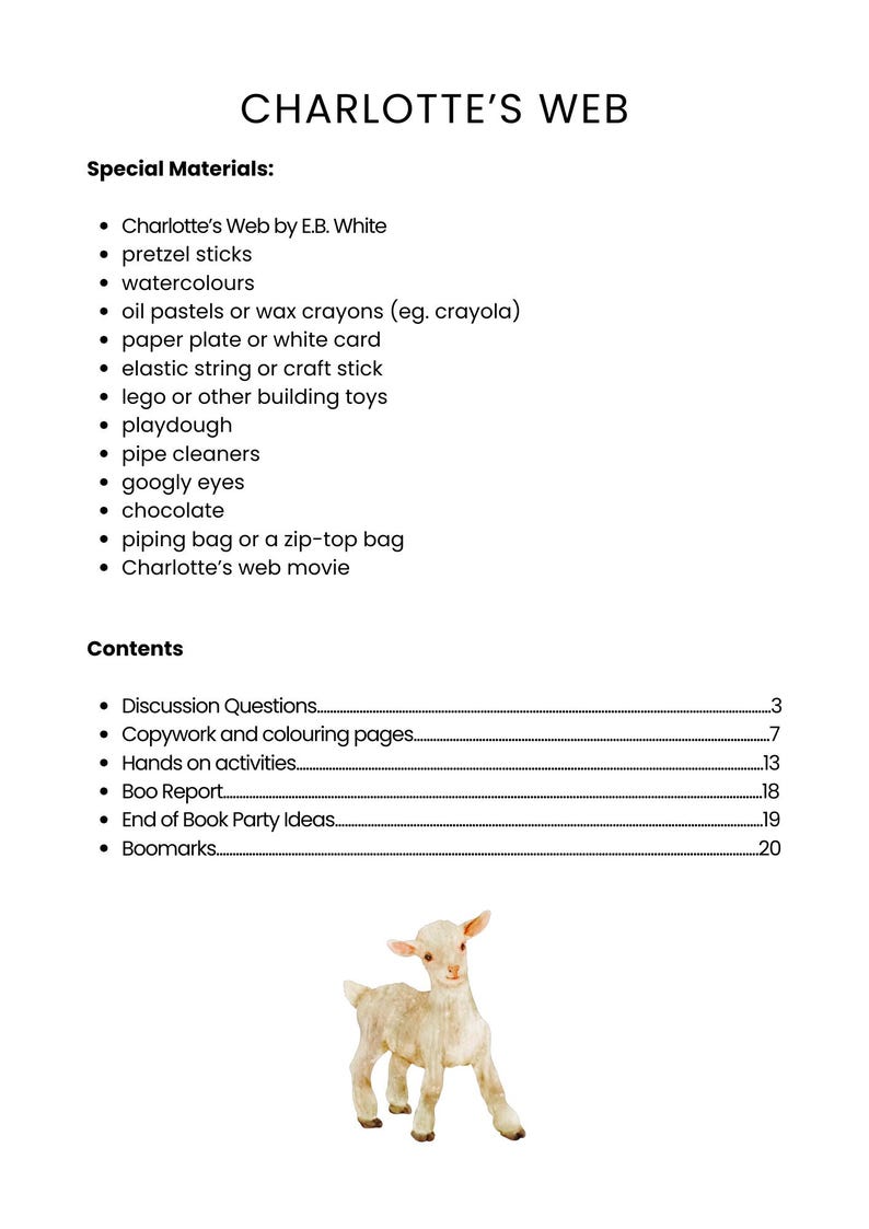 Charlotte's Web | Literature Guide | Book Study| 5-8 Years Old ...