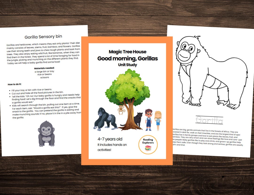 Gorillas Unit Study | Magic Tree House | Good Morning Gorillas | 4-7 ...