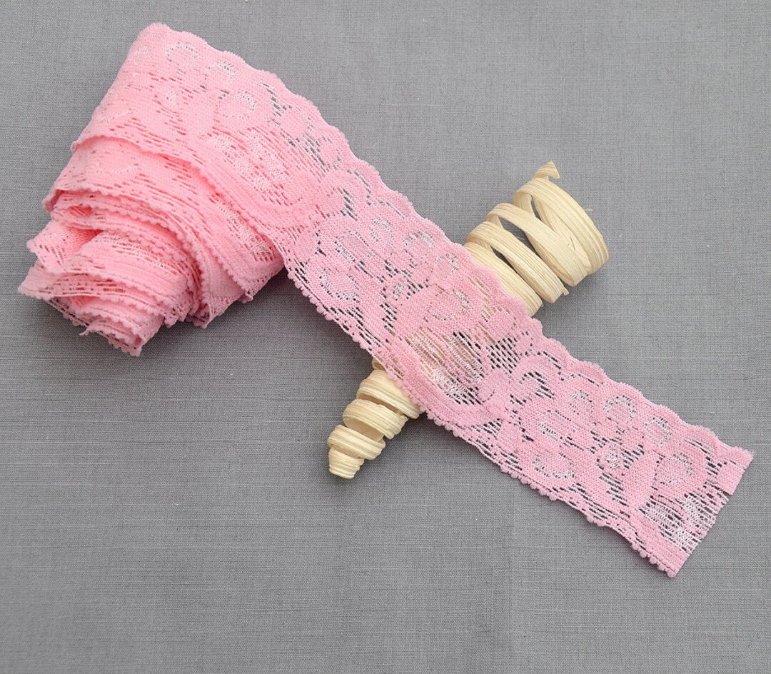 5 Yards Candy Pink Elastic Lace Stretch Lace Elastic Lace Trim Elastic ...