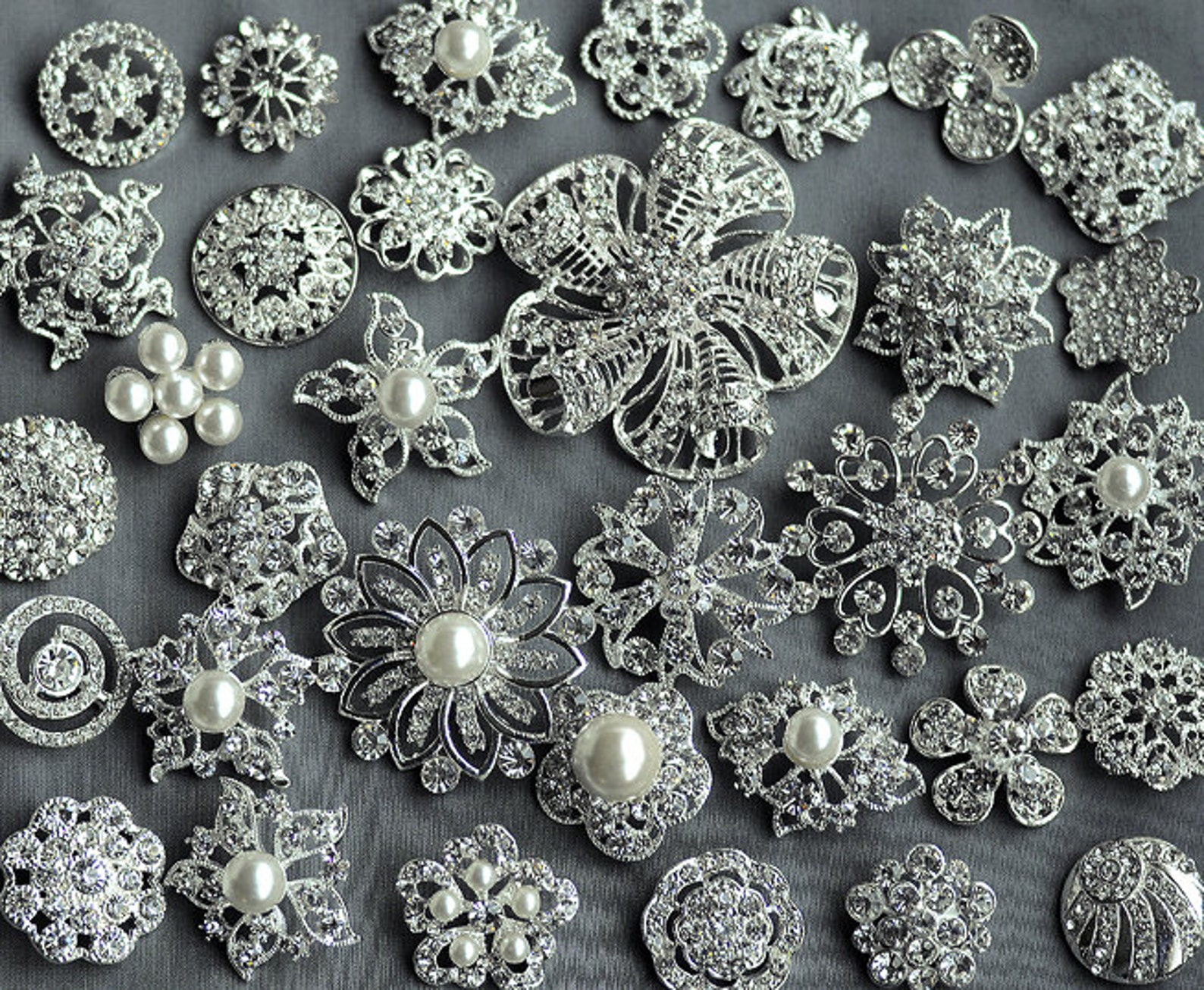 20 Rhinestone Button Brooch Large Top Quality Embellishment - Etsy