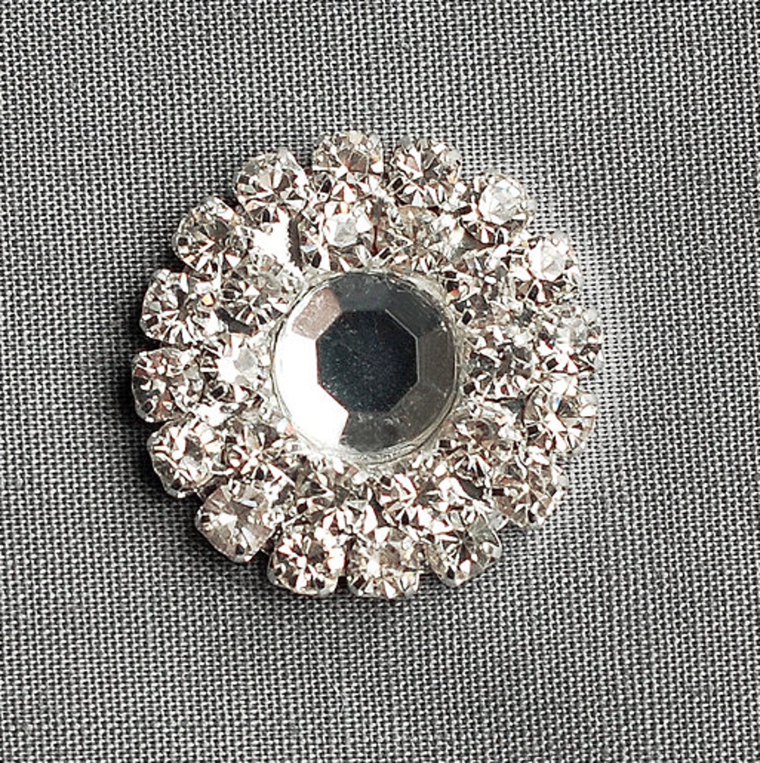 20 Rhinestone Buttons Round Circle Two Row Diamante Crystal - Etsy