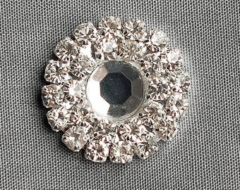 10 Rhinestone Buttons Round Circle Two Row Pearl Diamante | Etsy