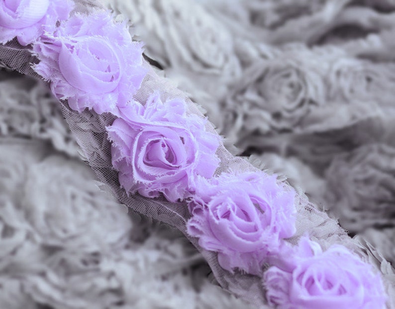 1/2 Yard Shabby Rose Trim 14 Frayed Chiffon Flowers Lace - Etsy
