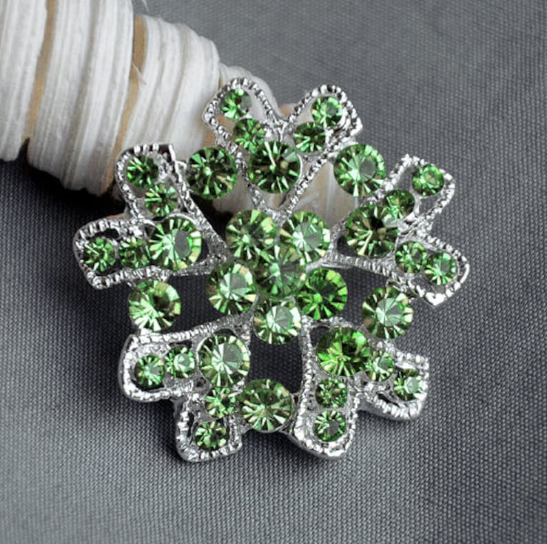 5 Large Rhinestone Button Embellishment Light Mint Green Crystal ...