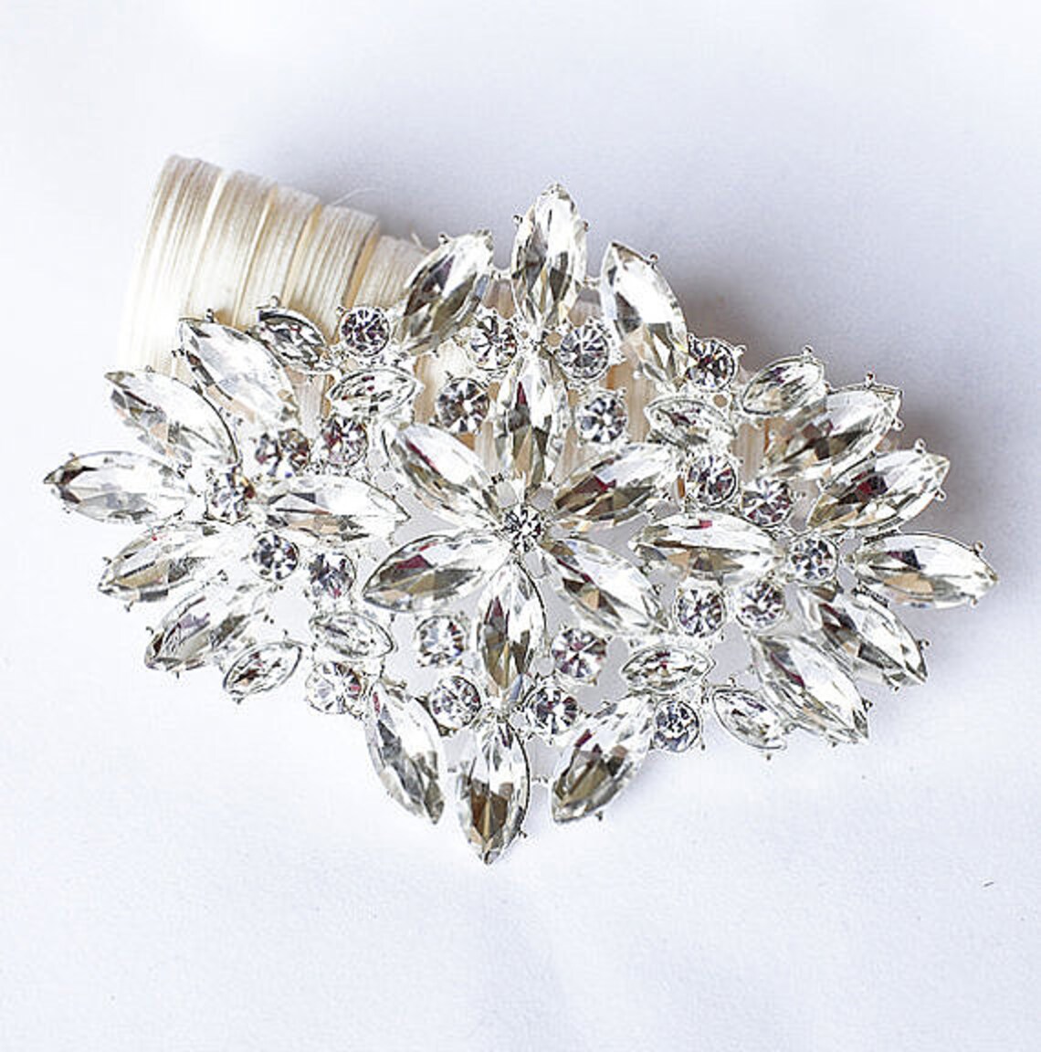Rhinestone Brooch Component Crystal Flower Bridal Hair Comb - Etsy