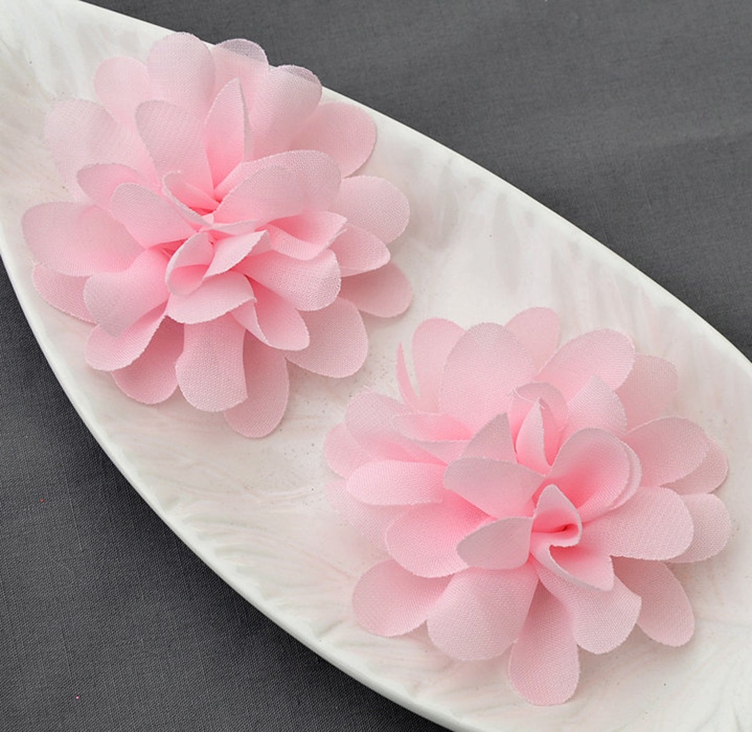 20 Pcs Light Pink Chiffon Flower Rose Soft Chiffon Fabric Silk Flowers ...