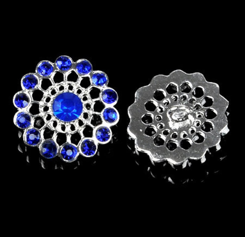10 Rhinestone Button Dark Sapphire Blue Round Diamante Crystal - Etsy